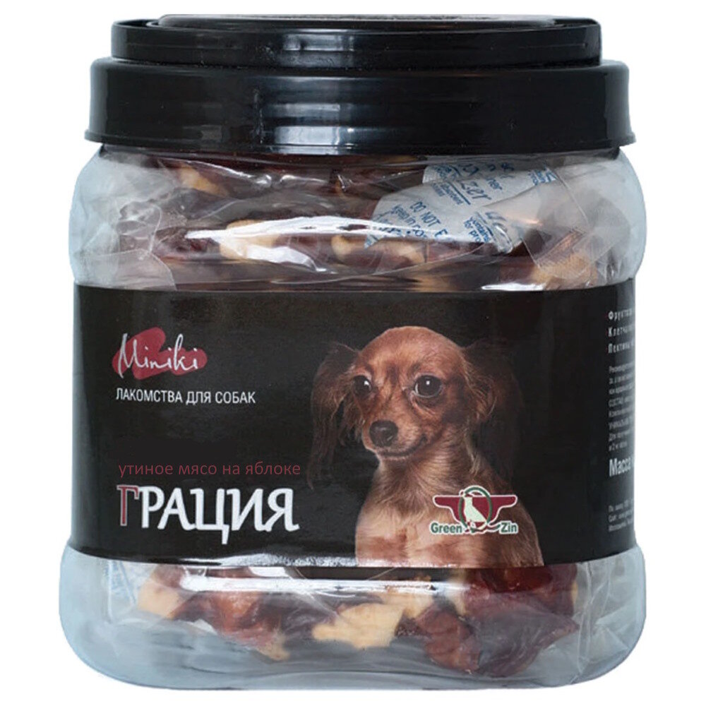Миники Грация Утиное мясо на яблоке для мини пород, 360 г.