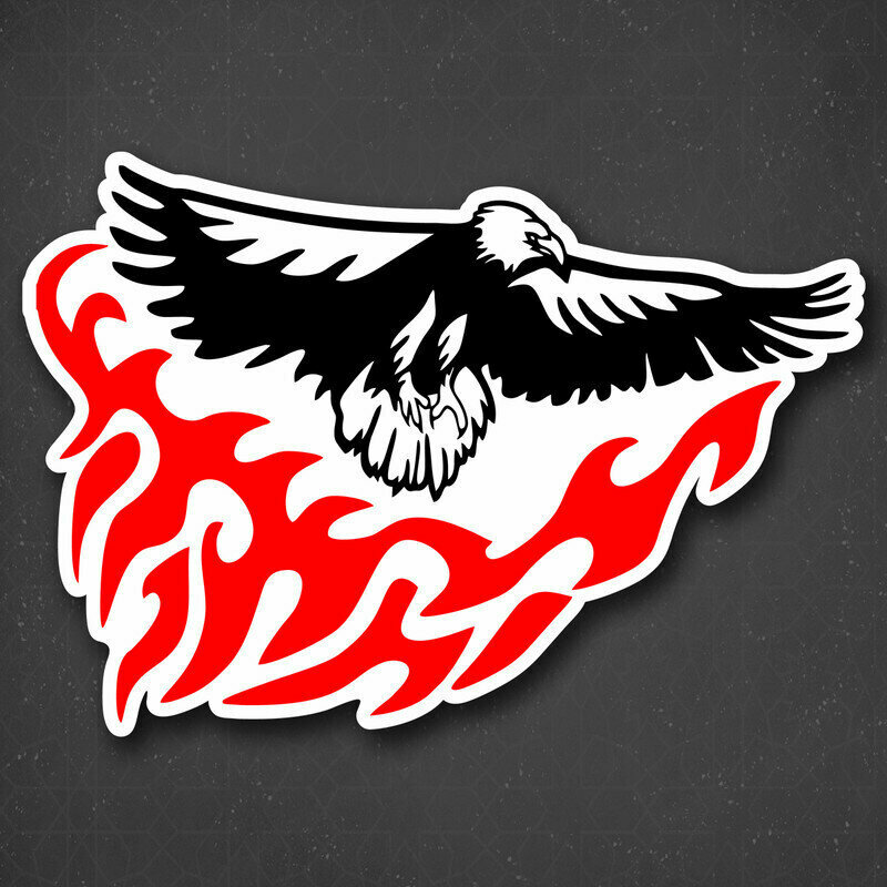 Наклейка на авто "Орел и огонь" 24x16 см