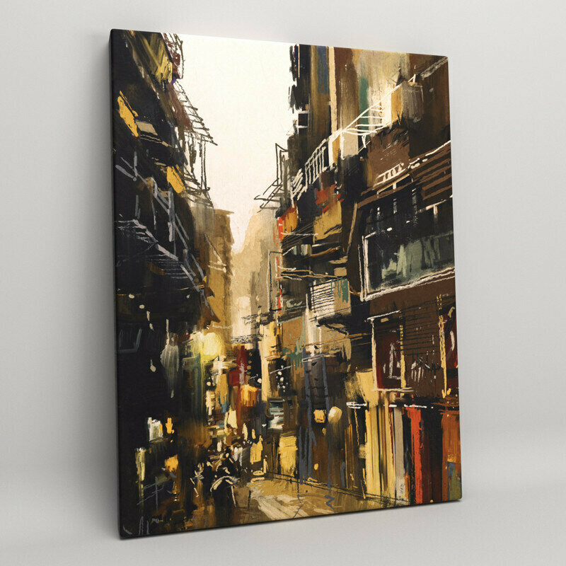 Картина на холсте (интерьерный постер) "Иллюстрация старый город", с деревянным подрамником, размер 30x40 см