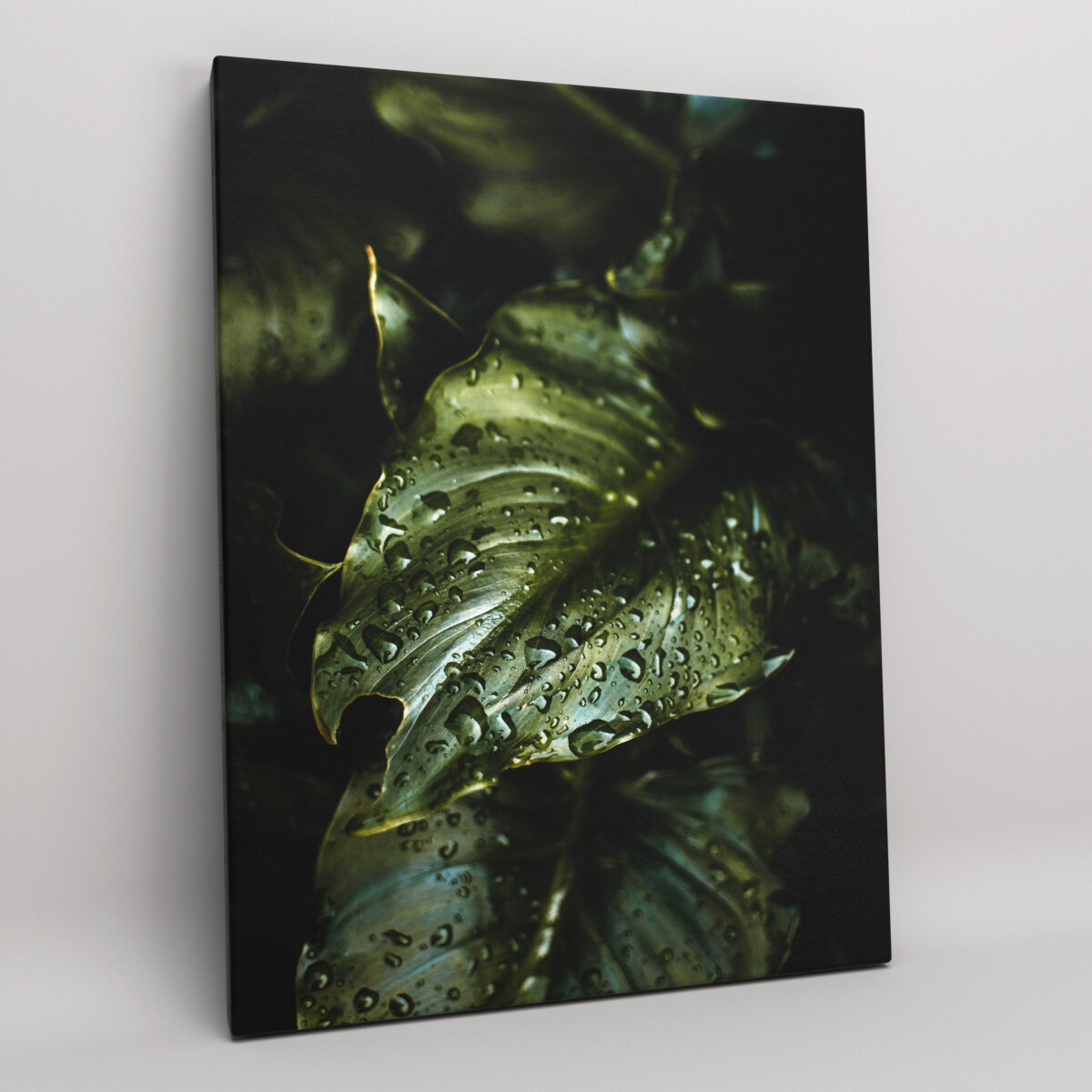 Картина на холсте (интерьерный постер) "Зеленые тропические листья" в скандинавском стиле, с деревянным подрамником, размер 45x60 см