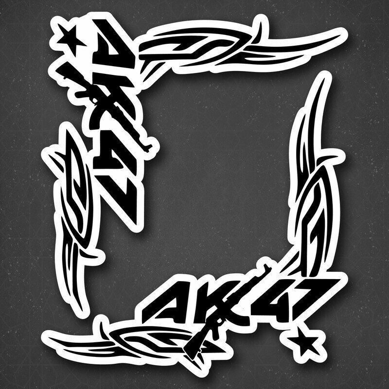 Наклейка на авто "Уголки АК-47" 19x19 см