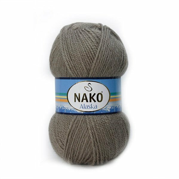 Пряжа ALASKA (Nako), светло-бежево-серый - 4762-7115, 5% мохер, 15% шерсть, 80% акрил, 5 мотков, 100 г, 200 м.
