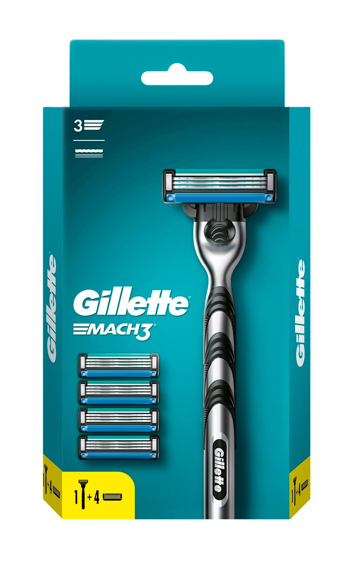 GILLETTE Mach3 Бритва и 5 сменных кассет