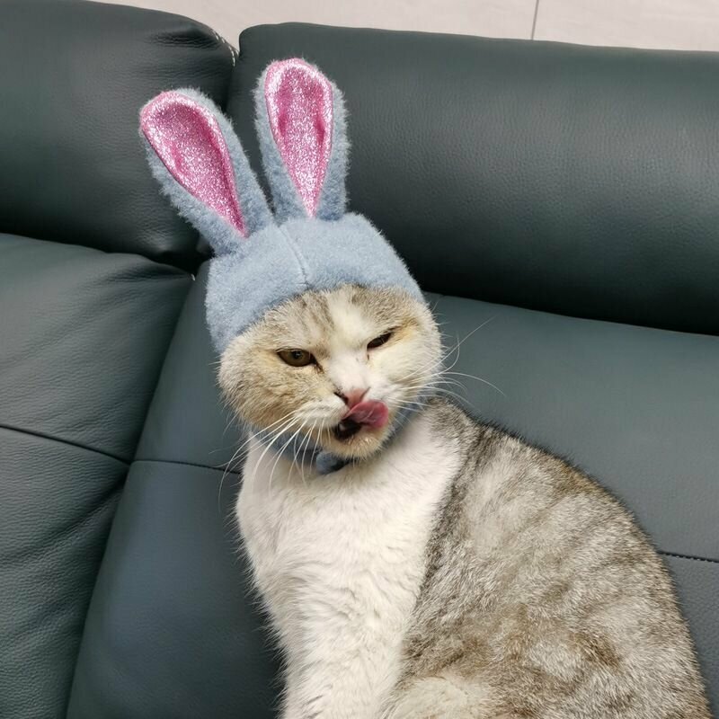 Симпатичные костюмы для домашних кошек и щенков, шапки с кроличьими ушками с блестками, повязки на голову