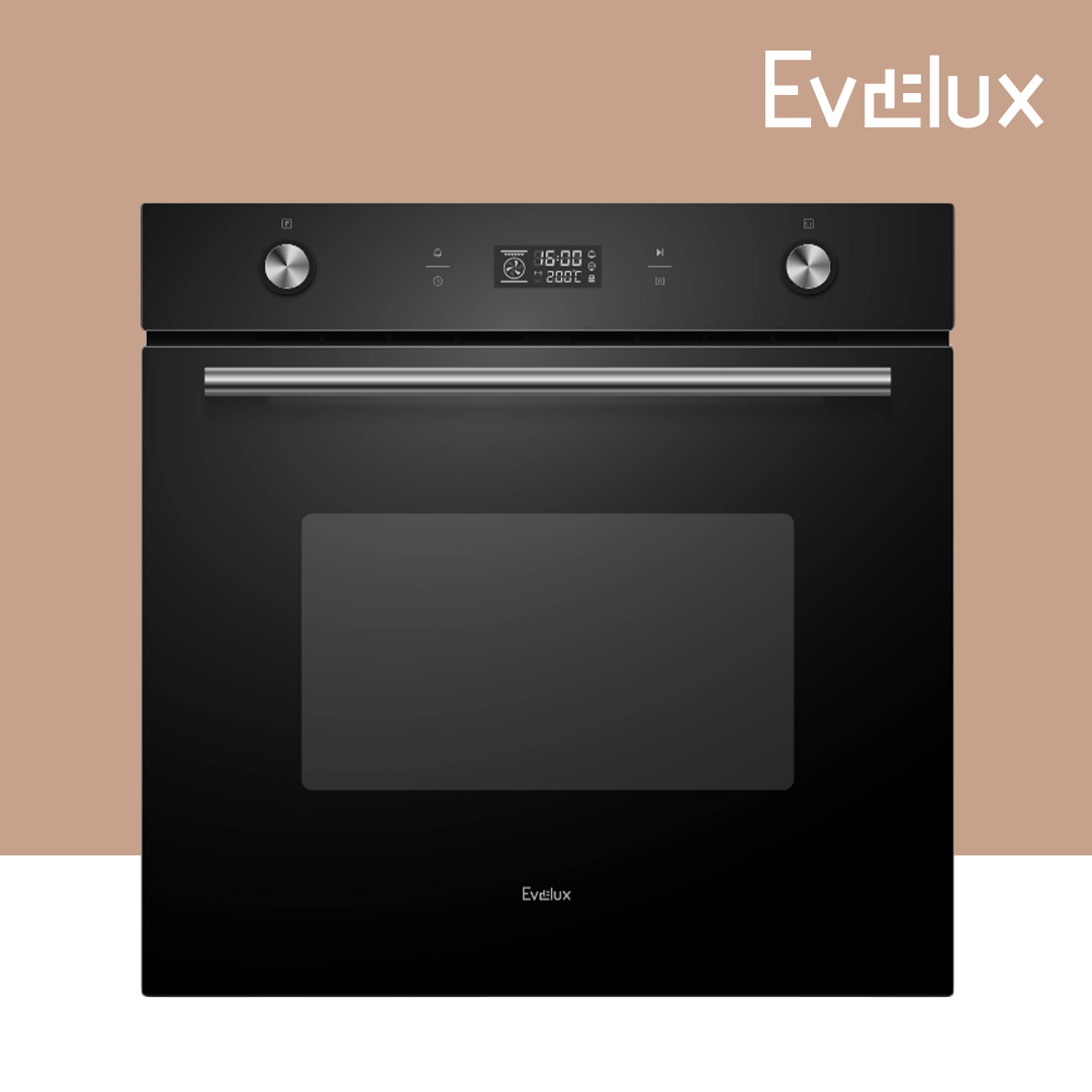 Электрический духовой шкаф Evelux EO 650 PB ширина 60 см, объем 70 л, гриль, конвекция, 9 режимов, черный