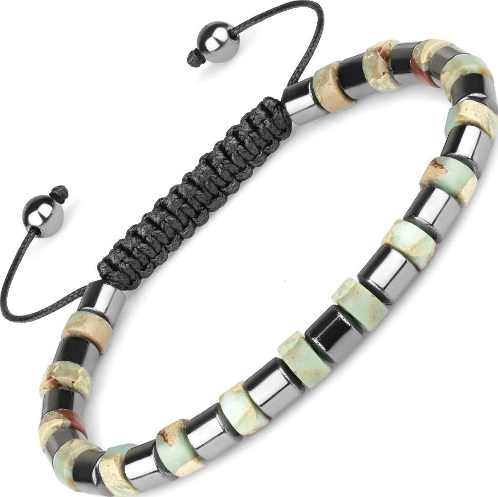 Браслет, гематит, змеевик