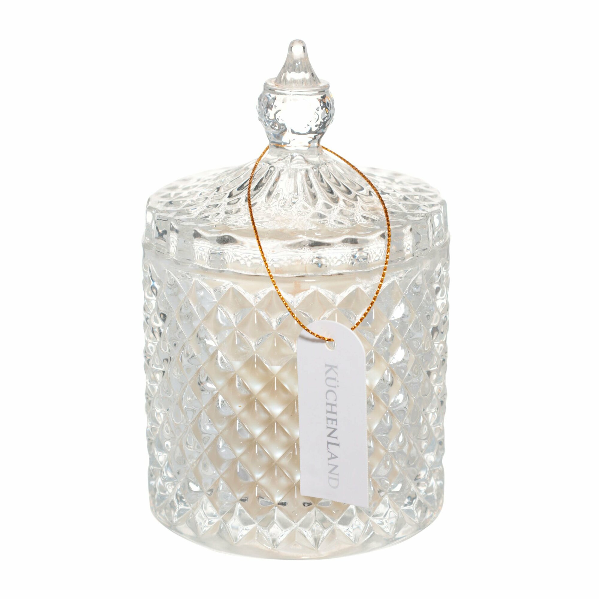 (W)Свеча ароматическая, 13 см, в подсвечнике, с крышкой, стекло, Lime Basil, Odorous, Kuchenland