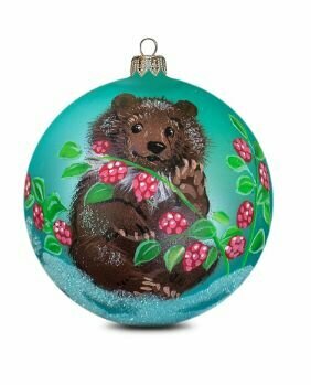 Шар на елку Мишка в малиннике 10см