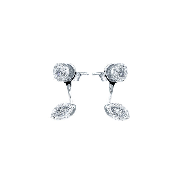 Серьги пусеты, серебро, 925 проба, фианит