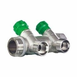 Распределительный регулировочный коллектор вентильный под 45гр. 1"-3/4"-2 отвода TIM MR135NE-1-2