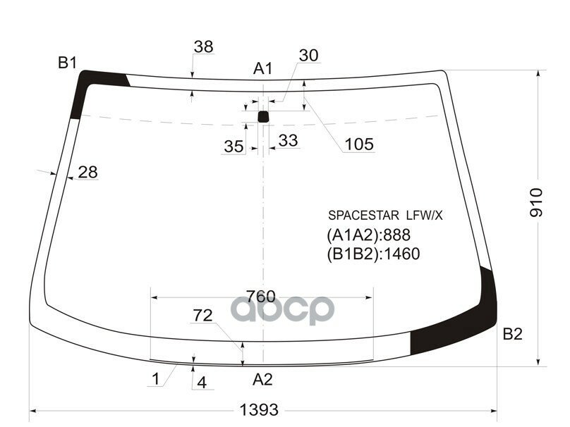 Стекло лобовое Mitsubishi Space Gear 94-07 / Space Star 98-05 XYG арт. SPACESTAR LFW/X