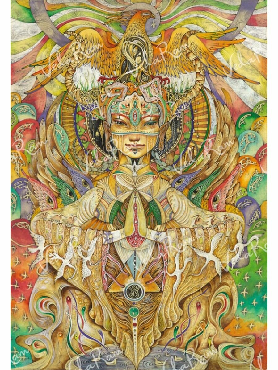 Картина-медитация на ткани с бамбуковыми палочками, габардин