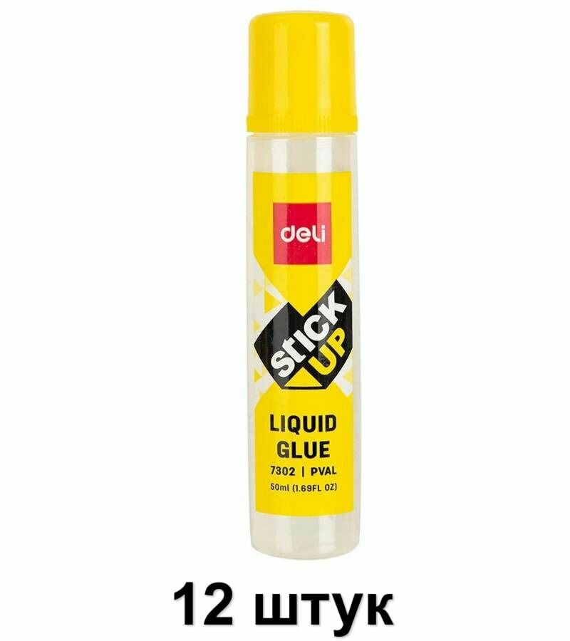 Deli Клей канцелярский Жидкий, прозрачный, 50 мл, 12 шт