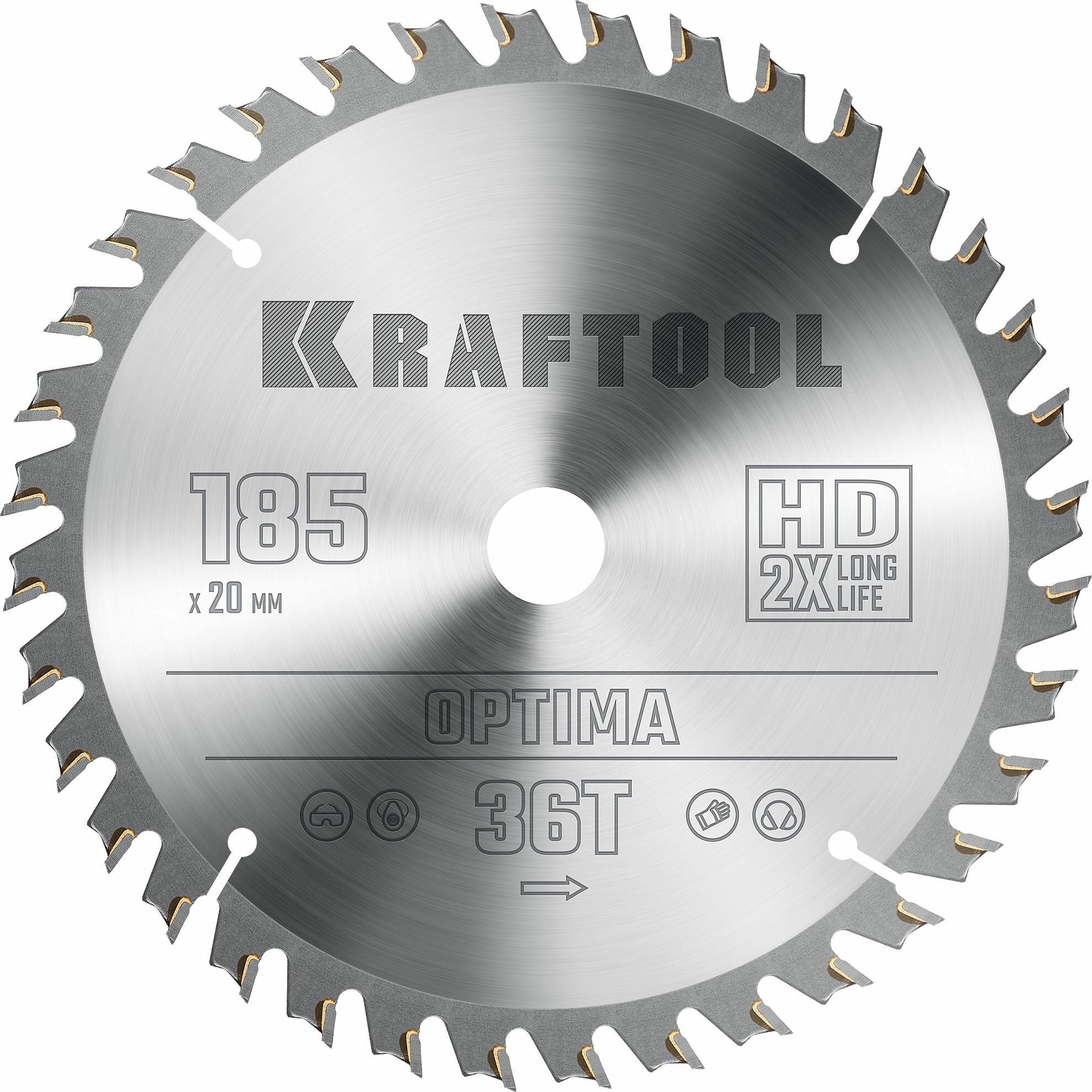 Диск пильный по дереву 185x20 мм 36T Kraftool Optima 36951-185-20