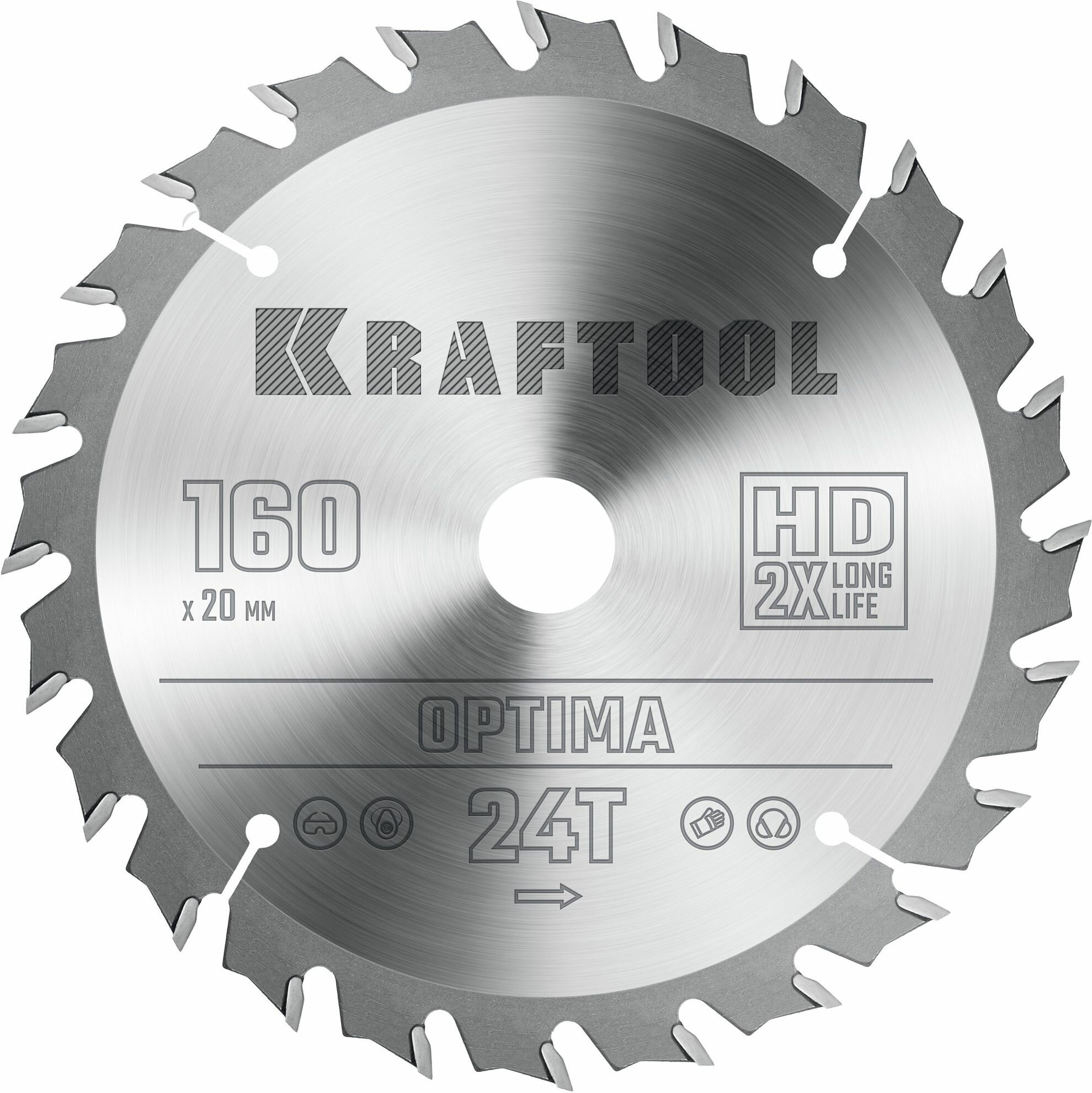 Диск пильный по дереву 160x20 мм 24T Kraftool Optima 36951-160-20