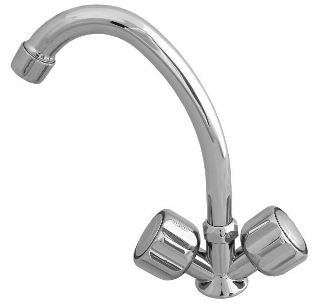 Смеситель для раковины двухвентильный на столешницу цвет хром