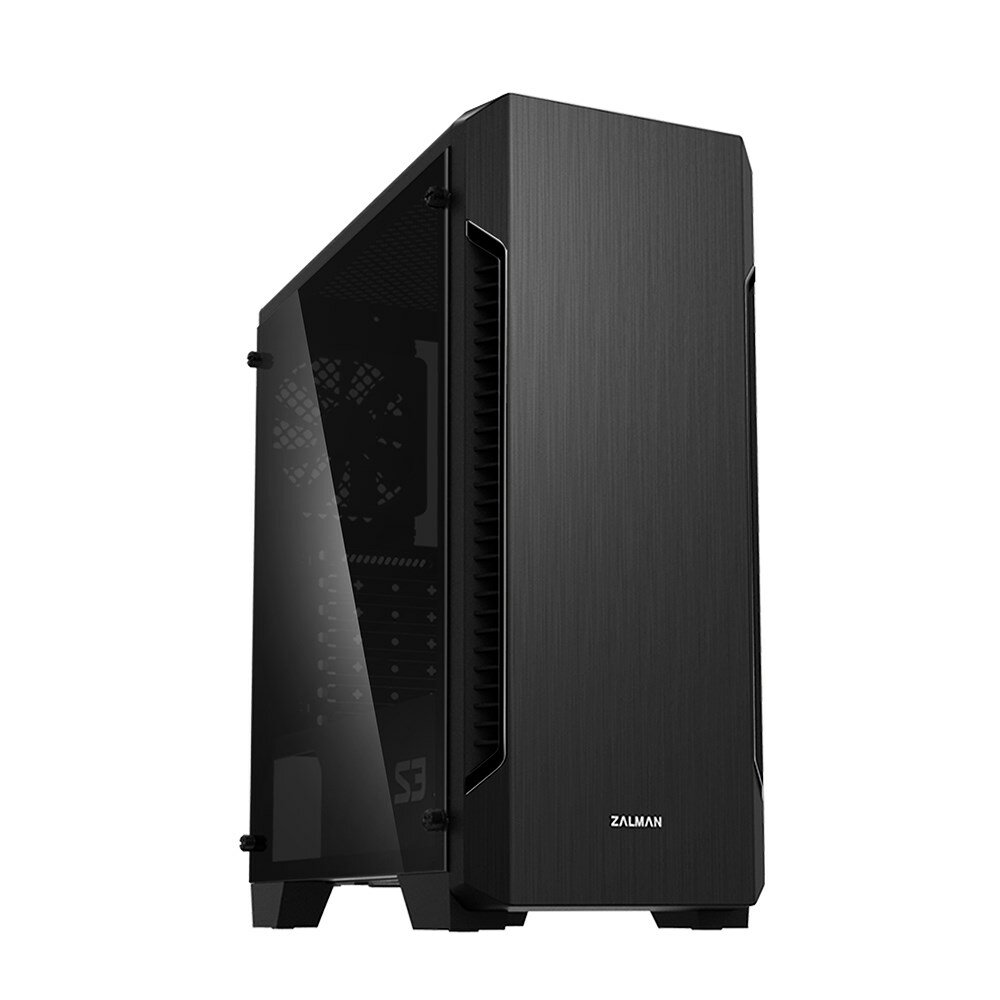 ATX Zalman S3 TG Black зак. стекло, 3x120[8x120], 3xUSB 3.0+2.0, Audio I/O, GPU<330 мм CPU<156 мм БП<180 мм