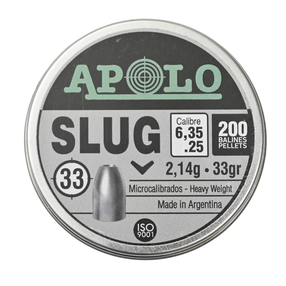 Пули для пневматики Apolo Slug 6,35 мм 2,14 гр 200 шт