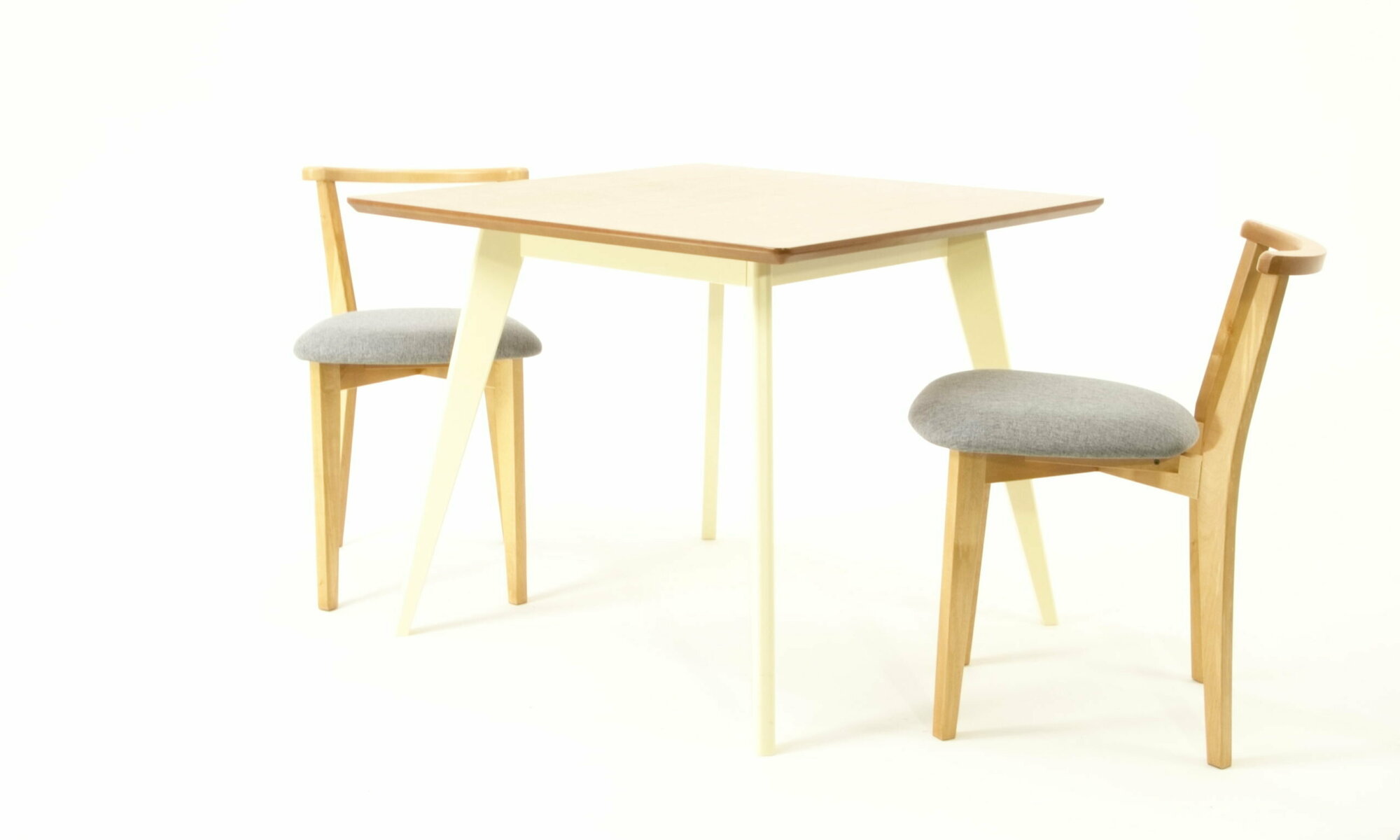 Стол ZiP-mebel Сканди М 100 со стульями Франк Слоновая Кость/Натур/Рогожка Серый