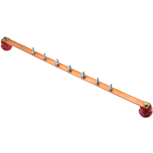 Шина N ноль на 7 присоединений медь 200А 500В на монт. плату шириной от 400мм (2 шт. в наборе)