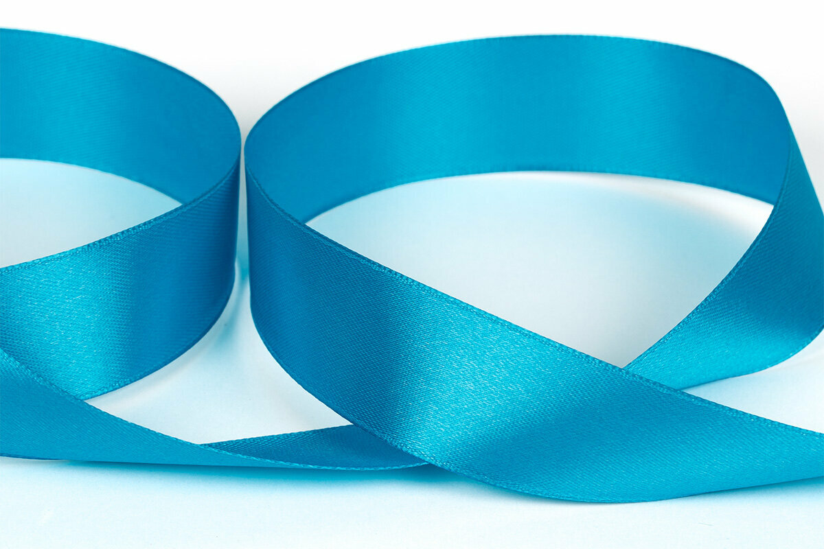 Лента атласная 25 мм (1 ") Gamma 33 м +- 2 м №504N(17-4436) бирюзово-голубой