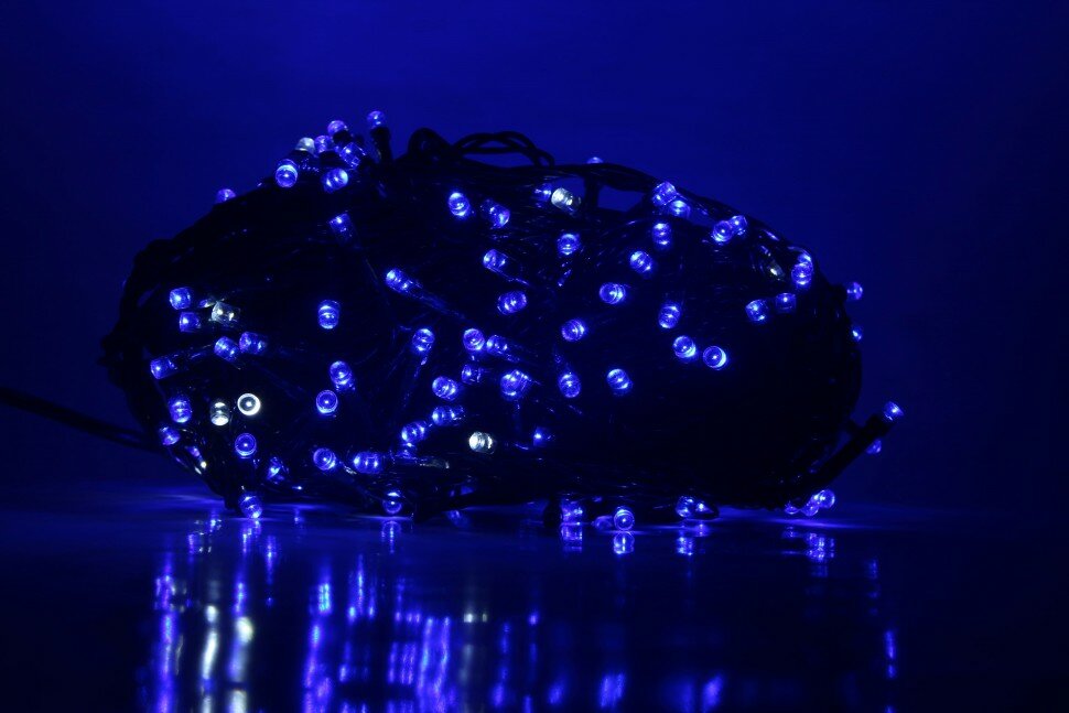 Гирлянда уличная 20м. 160 LED, темный провод, Синий с мерцанием (можно соединять) (арт. wm20-blue)
