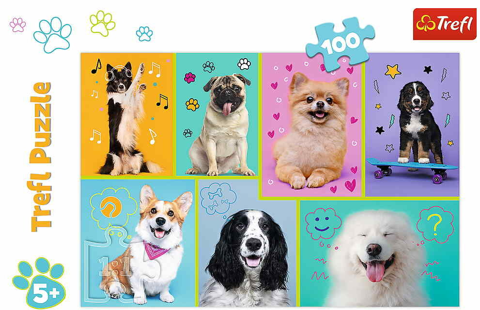 Пазл "В мире собачек" 100 элементов в коробке, 2 штуки
