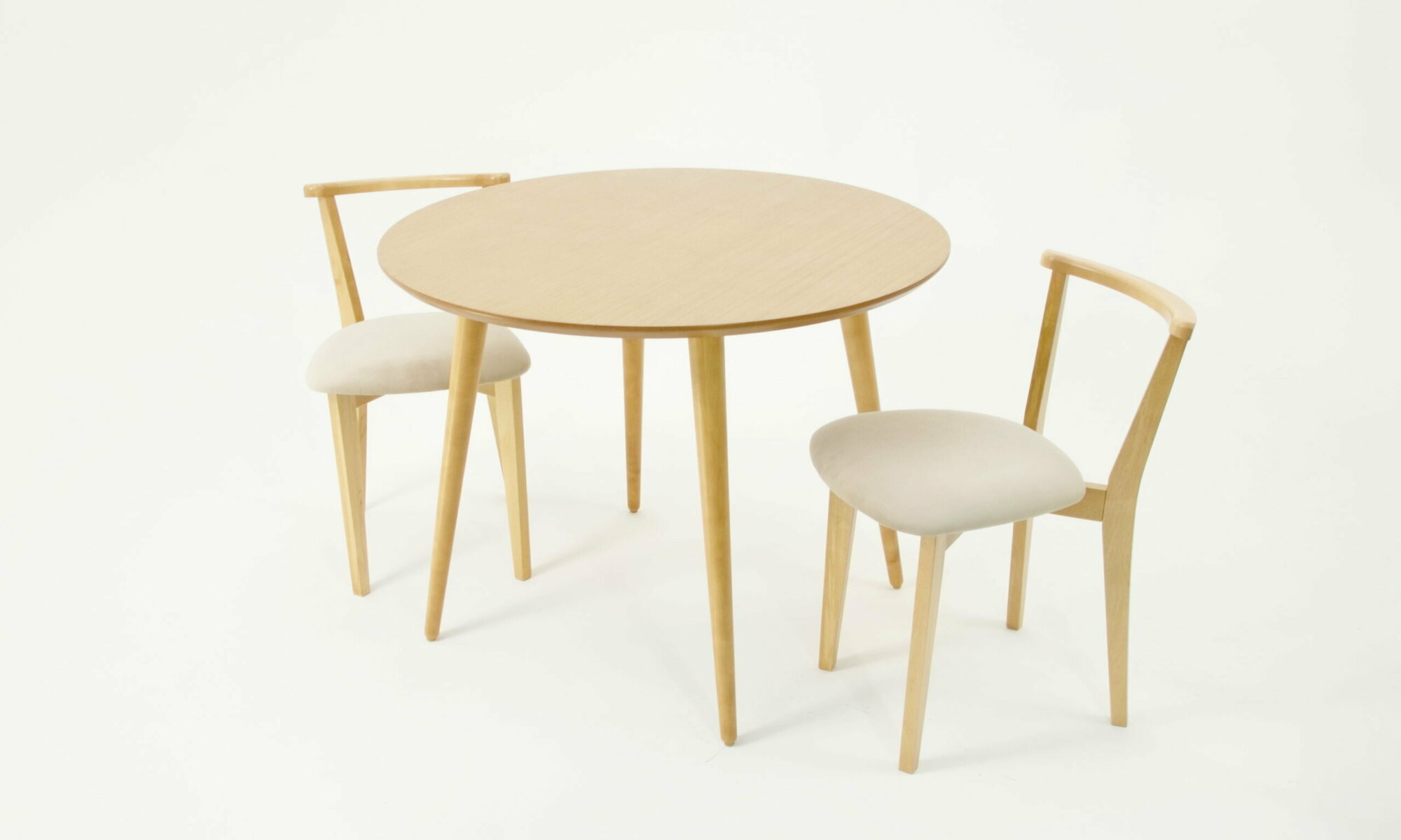 Стол ZiP-mebel Монте К 90 со стульями Франк Натур/Велюр Бежевый