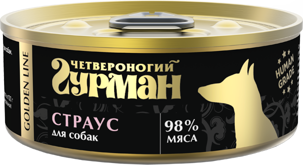 Корм влажный Четвероногий Гурман Golden Line страус в желе для взрослых собак (100 г)