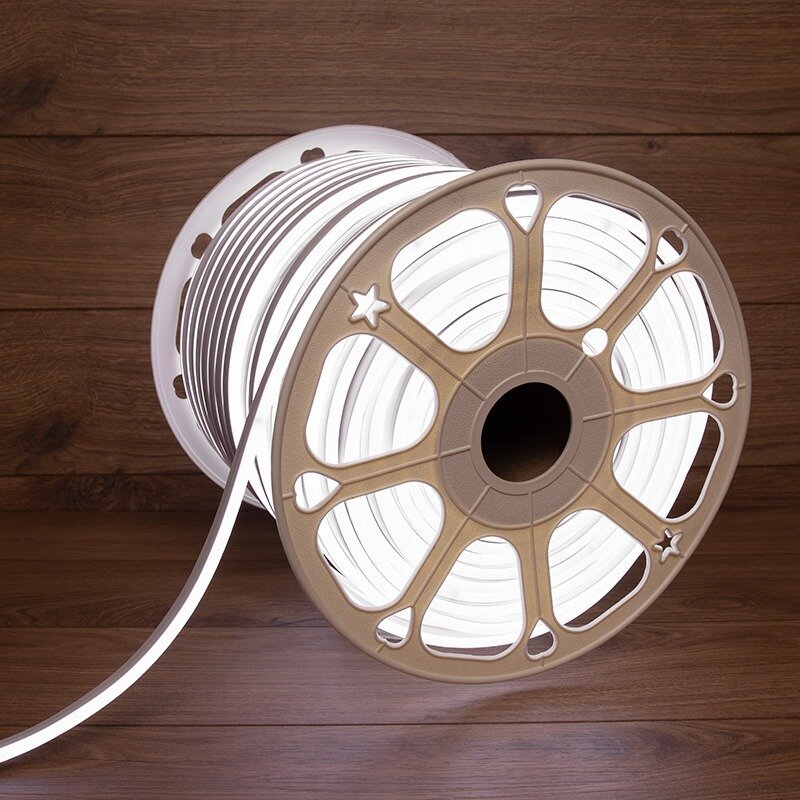 Лампы светодиодные Neon-Night Гибкий неон 8х16мм двухсторонний 120 LED/м белый 24В бухта 50м (3 комплекта подключения) NEON-NIGHT, 50м