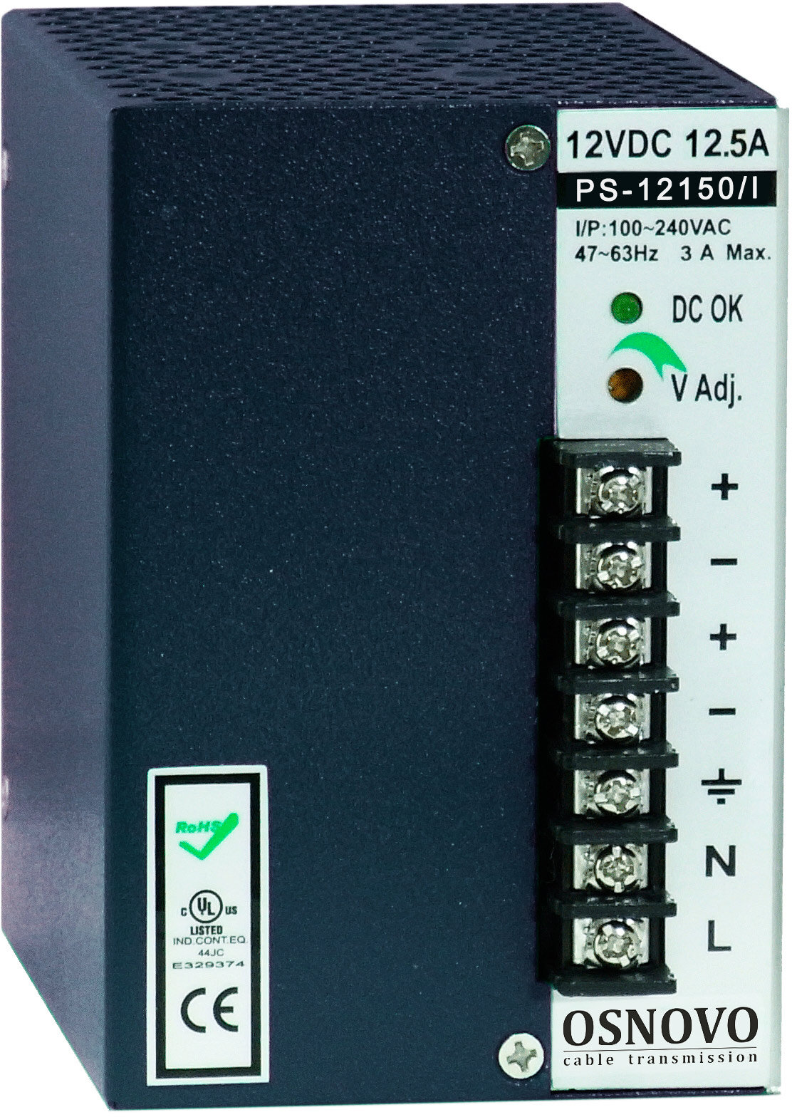 PS-12150/I / Блок питания OSNOVO Промышленный блок питания. DC12V, 12,5A (150W). Диапазон входных на