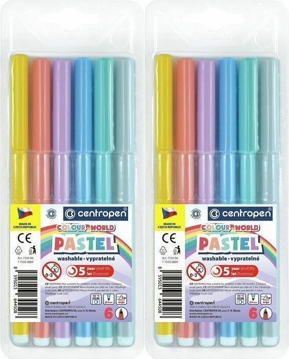 Centropen Фломастеры цветной мир , пингвины , 6 цветов, 2уп.