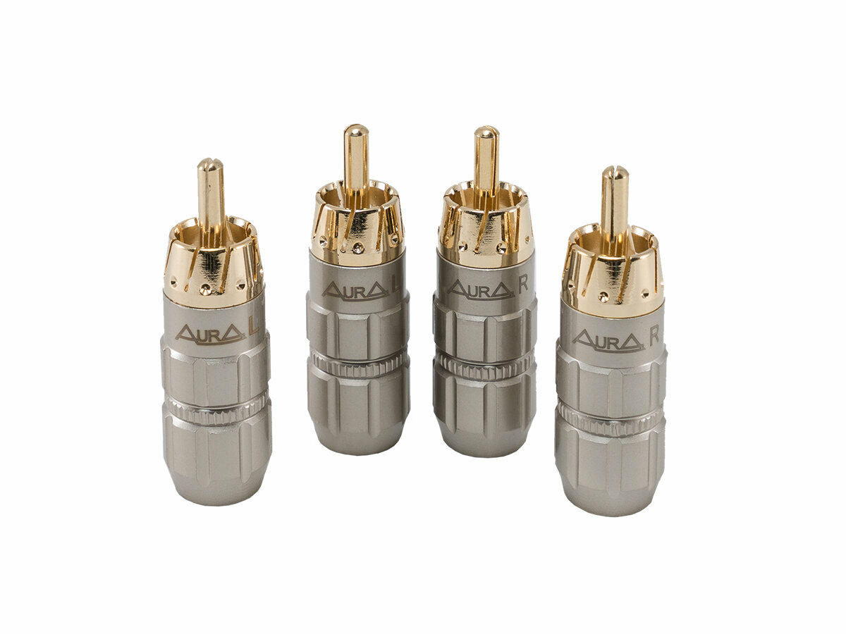 RCA коннектор для кабеля AurA RCA-P619 до 6 мм, 2 левых + 2 правых, блистер