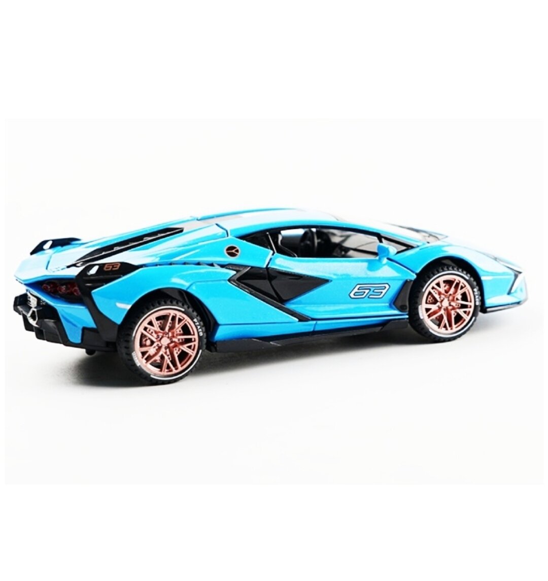 Машинка металлическая инерционная/ Модель машины Lamborghini синяя/ Подарок для мальчика