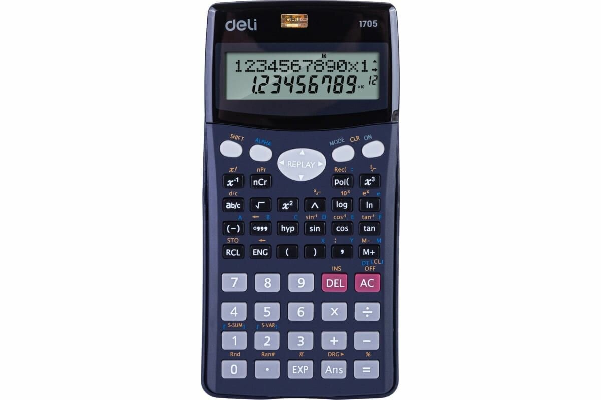 Научный калькулятор DELI черный, 10+2-разрядный