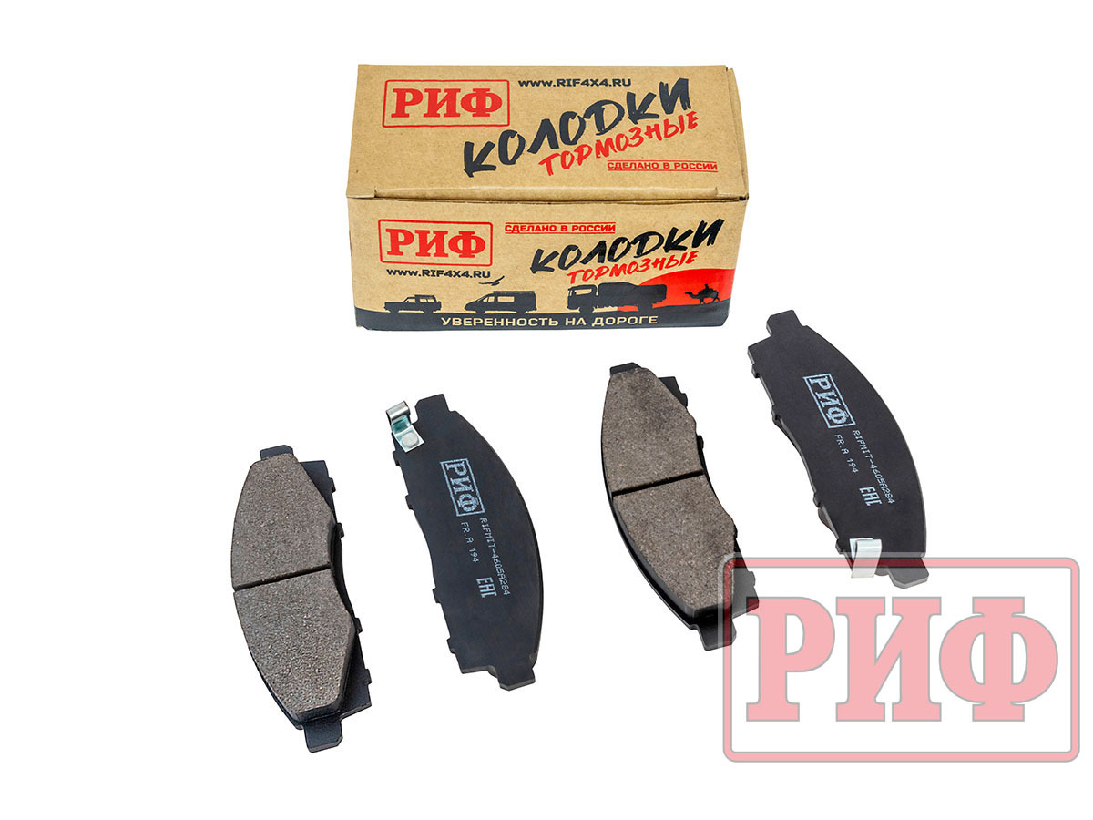 Колодки тормозные передние РИФ Mitsubishi L200 2005+, Pajero Sport 2008-2015 OEM 4605A284, 4605B233, 4605A198