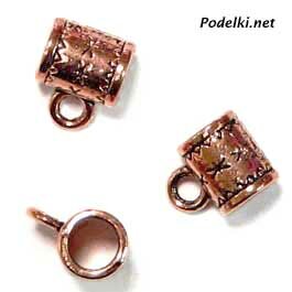 Фурнитура для бижутерии Бейл Цилиндр с крестиками 0002458 цвет медный 8x7 мм, цена за 10 шт.