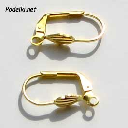Фурнитура для бижутерии Швензы с французским замком 0000618 золотой цвет 18x10 мм, цена за 2 пар