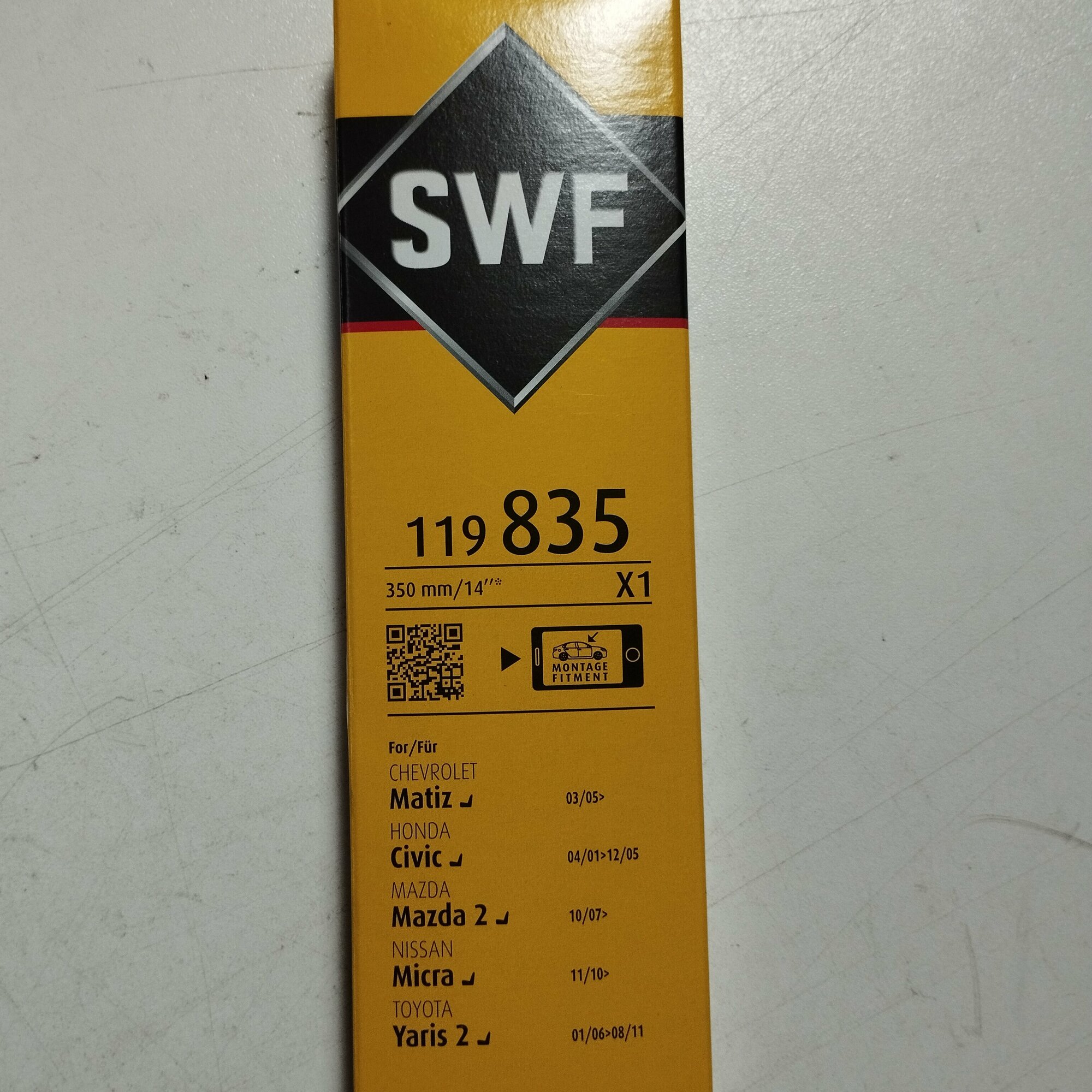 Щетка стеклоочистителя бескаркасная SWF Visionext Single 119835 350 мм, 1 шт.