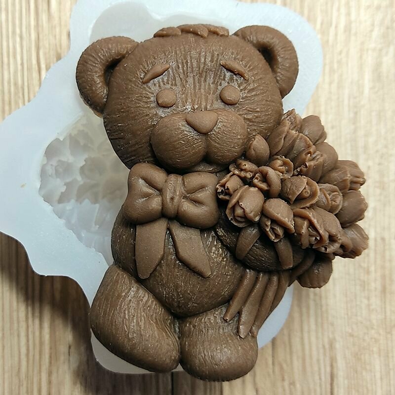 Молд силиконовый Brilliant Mold. Форма Мишка с тюльпанами