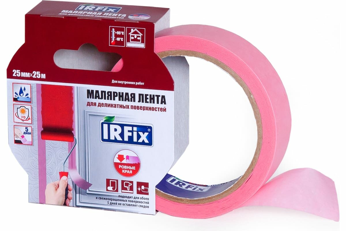 Mr.SiL IRFIX EXTRA 25 мм 25 м малярная лента для деликатных поверхностей розовая 30083