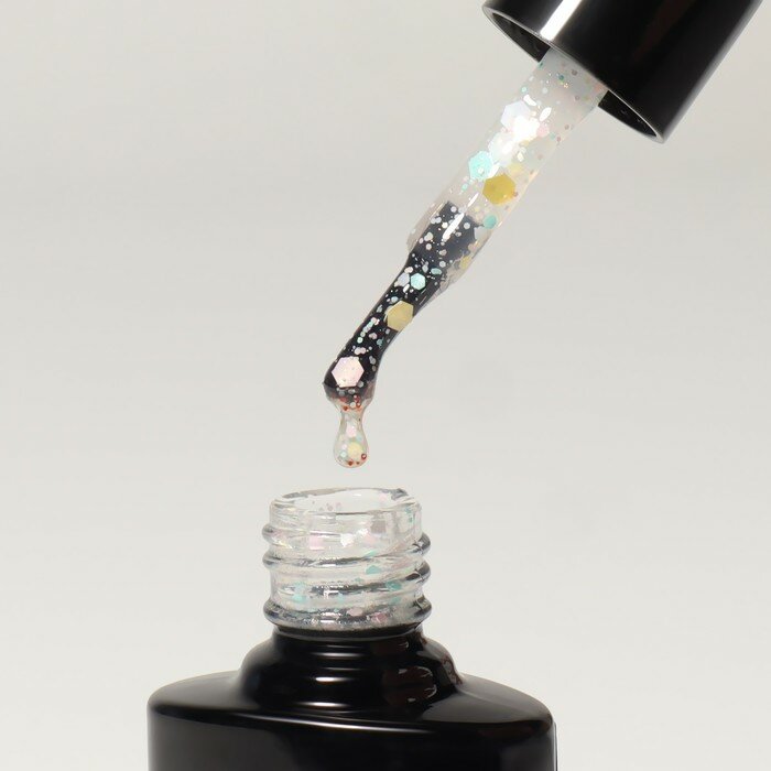 QF Гель лак для ногтей, «MILK GLITTER», 3-х фазный, 8мл, LED/UV, цвет прозрачный (01)