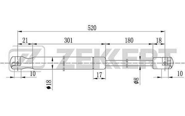 Амортизатор багажника Renault Grand Scenic II 04-, Scenic II 03- Zekkert
