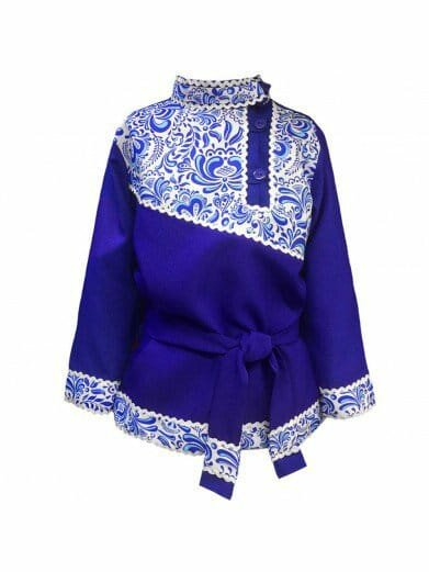 Косоворотка "Гжель", мужская, русская народная, размер 46, синяя/белая