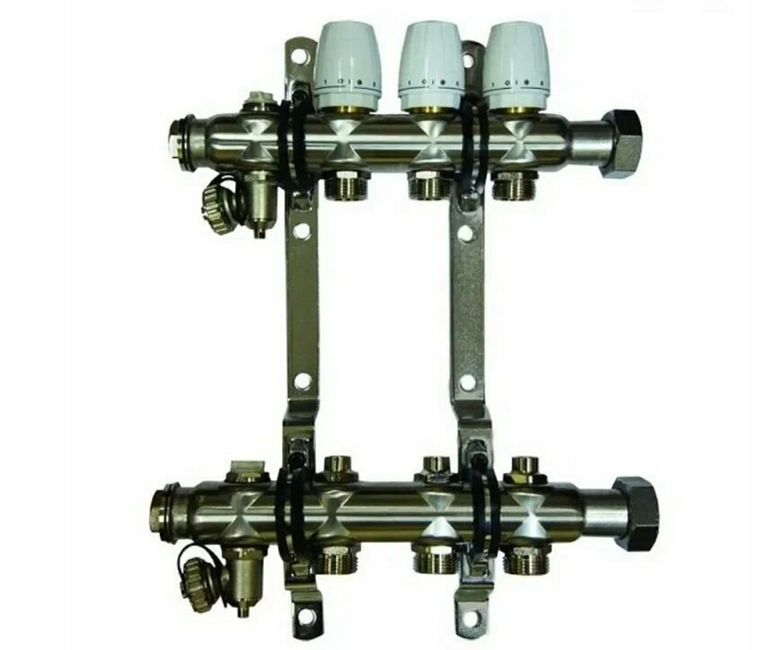 Коллекторная группа Millennium KGR1003 1", 3 выхода 3/4" нержавеющая сталь (без расходомеров)