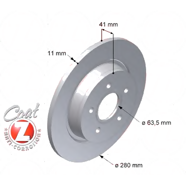 ZIMMERMANN 250.1354.20 (1223566 / 1223568 / 1253962) диск торм Ford (Форд) / Volvo (Вольво) зад не вент