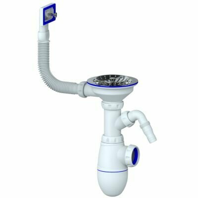 Сифон для мойки с выпуск 3 1/2 на d40 с отвод. для ст. машины, с прям. перел. без отв. в канал B430V