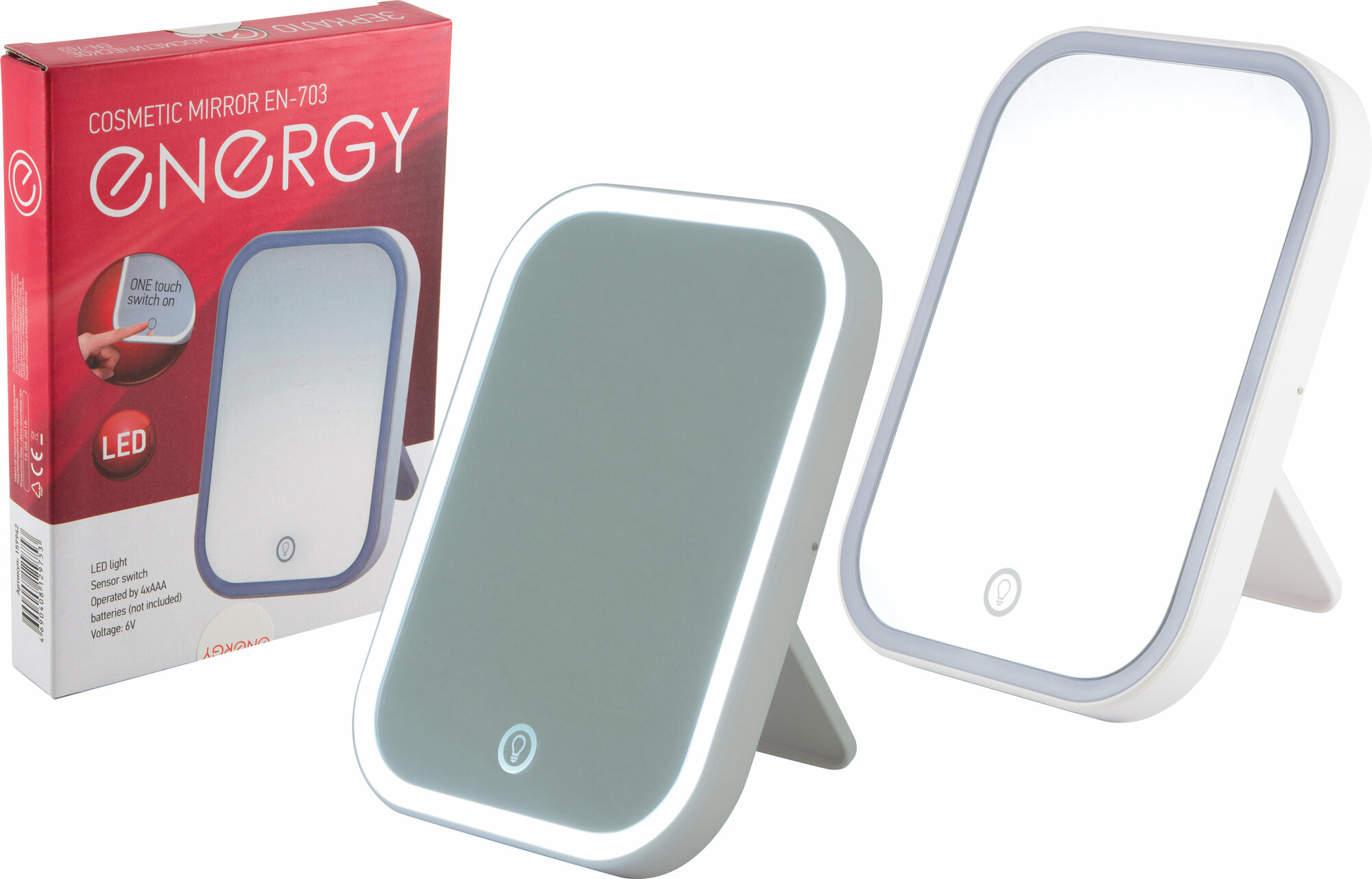 Зеркало настольное с подсветкой Energy EN-703, 14 х 19 см, регулировка яркости