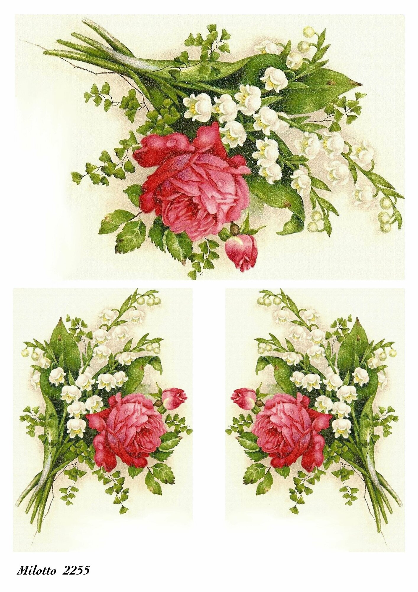 Рисовая бумага для декупажа Milotto Цветы и Ландыши A4