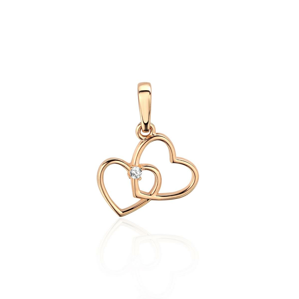 Подвеска, красное золото, 585 проба, бриллиант